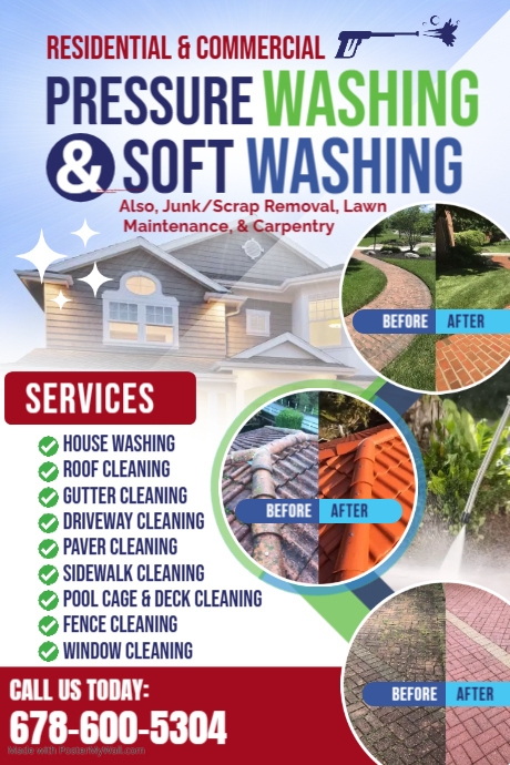 Pressure Washing Services Poster Template | PosterMyWall
