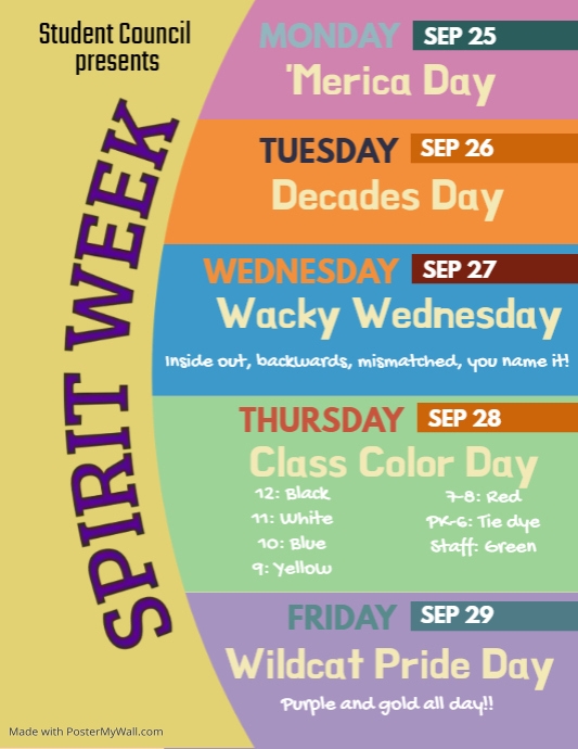 Homecoming Week Spirit Week Flyer | PosterMyWall