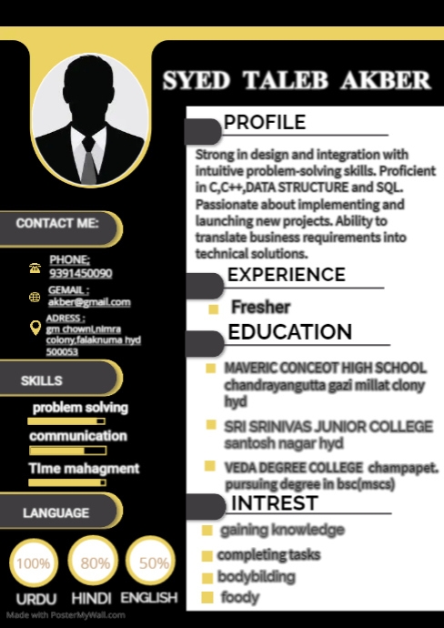 Copy of Resume Template (1) | PosterMyWall