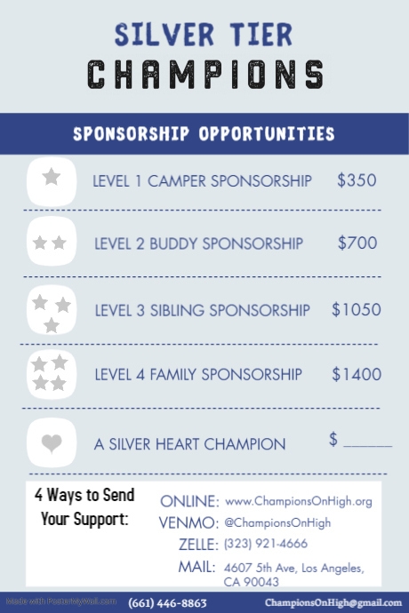 SILVER TIER CHAMPIONS - Sponsorship Flyer | PosterMyWall