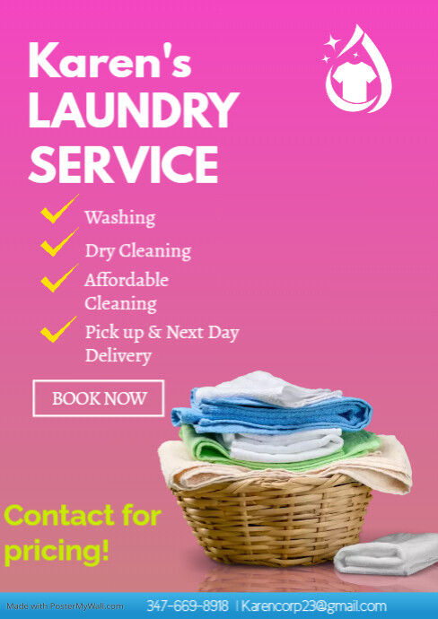 Modern and Minimalist Laundry Services Poster | PosterMyWall