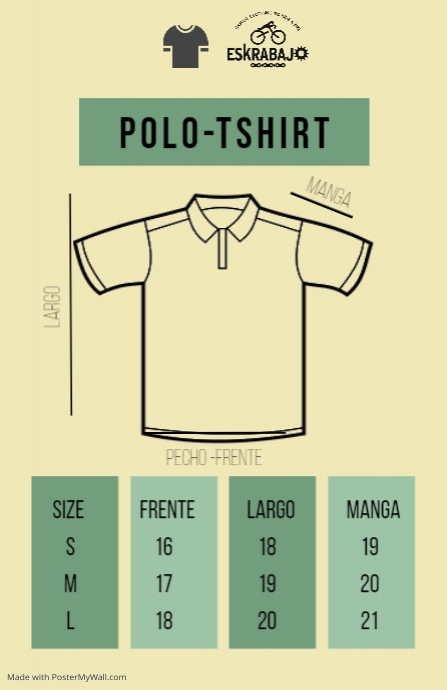Copia de Minimal yellow and green clothing size chart | PosterMyWall