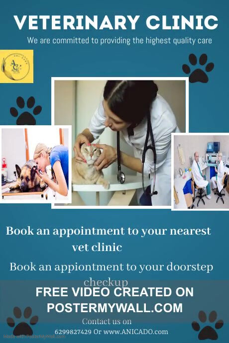 veterinary clinic services offer on blue ad | PosterMyWall