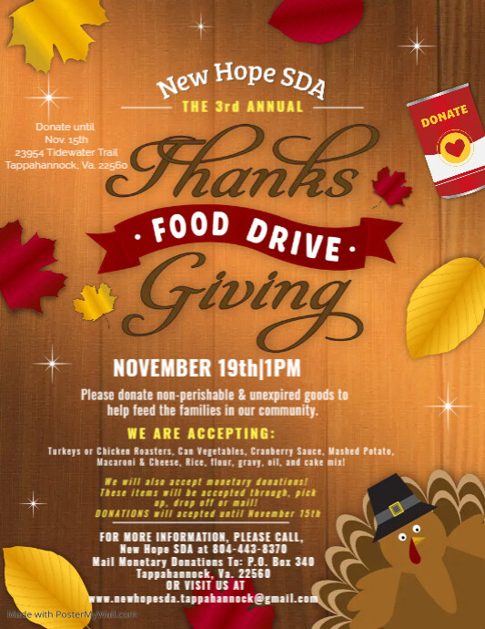 Thanksgiving Fall Food Drive Fundraiser | PosterMyWall