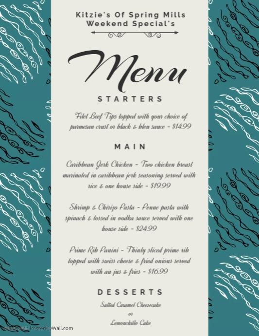 Valentine's Romantic Elegant Menu Template | PosterMyWall
