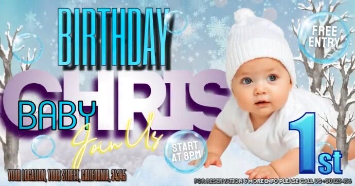 1st Birthday Baby Chris Template | PosterMyWall