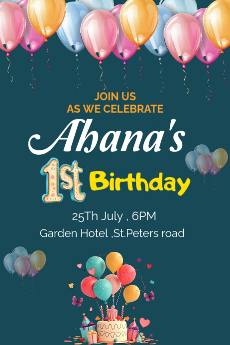 1st birthday poster Template | PosterMyWall