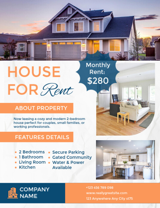 2-Bedroom House for Rent Flyer Template | PosterMyWall