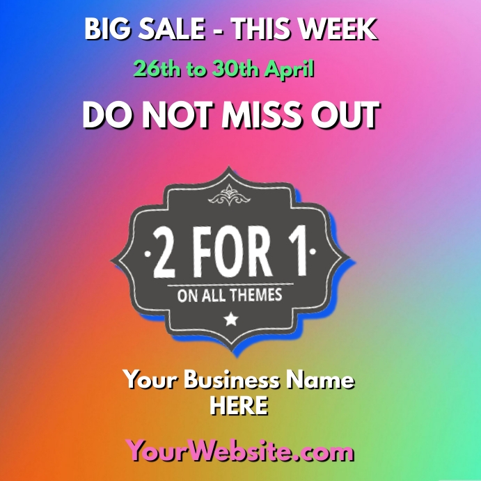 2 for 1 Sale Template | PosterMyWall