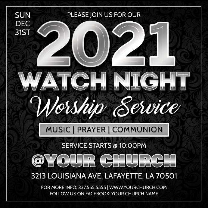 Copy of 2021 NEW YEARS EVE WATCH NIGHT CHURCH SERVICE | PosterMyWall
