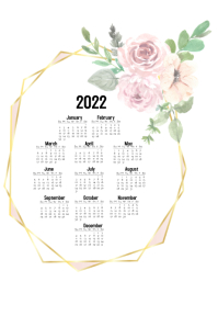calendar 2022 blue rose Template | PosterMyWall