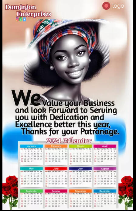 Copy of 2024 Beautiful Calendar | PosterMyWall