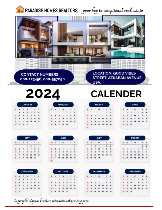 2024 calender template real estate realtors | PosterMyWall