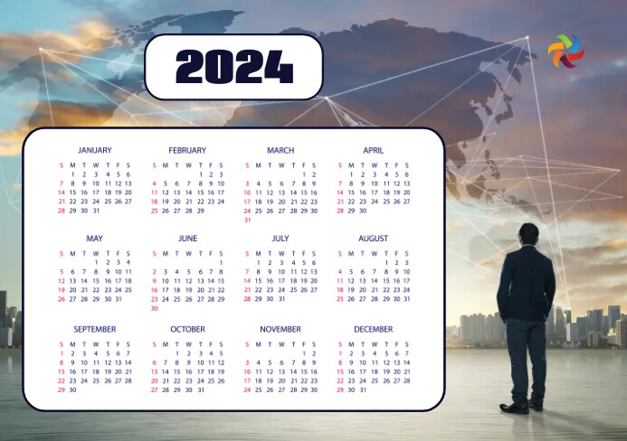 2024 company calendar A5 printable template | PosterMyWall