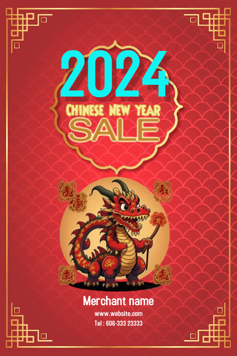 2024 Dragon Chinese New year 02 Template | PosterMyWall