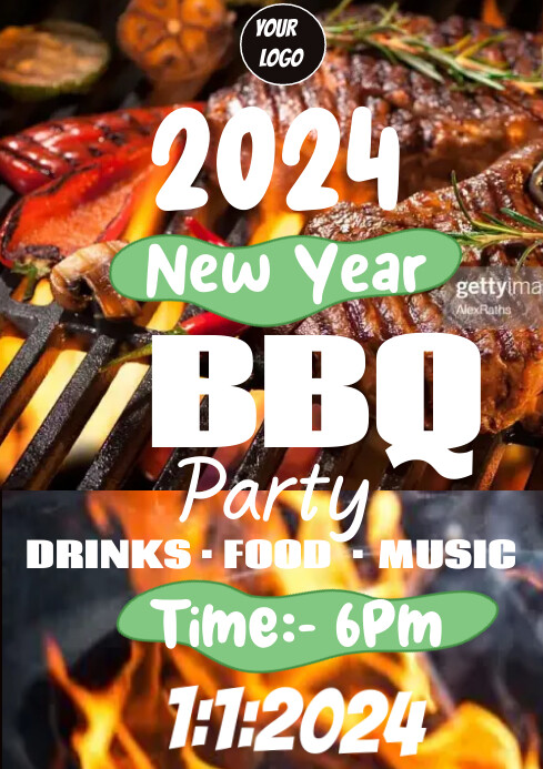 2024 New Year BBQ Party Template | PosterMyWall
