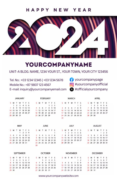 2024 New Year Calendar Template | PosterMyWall