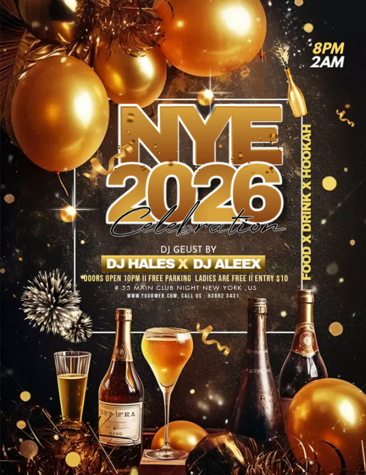 2024 new years eve elegant flyer design Template | PosterMyWall