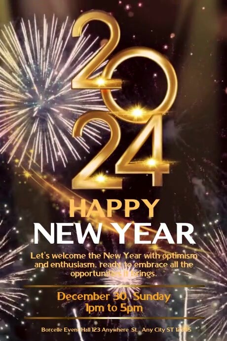 2024Happy New Year Let's welcome the New Year Template | PosterMyWall