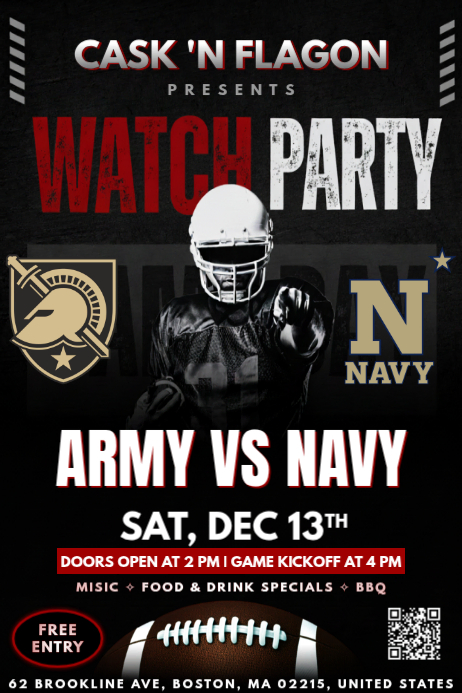 Modèle 2025 Army vs Navy Football Game Watch Party Poster | PosterMyWall