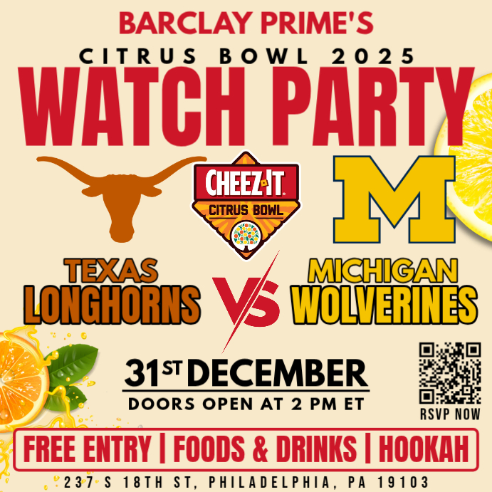 2025 Citrus Bowl: Texas vs Michigan Watch Party Instagram Post Template ...