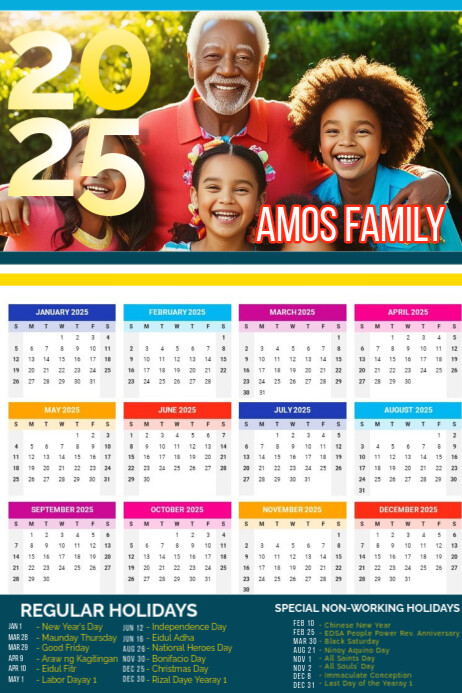 2025 family calendar Template | PosterMyWall