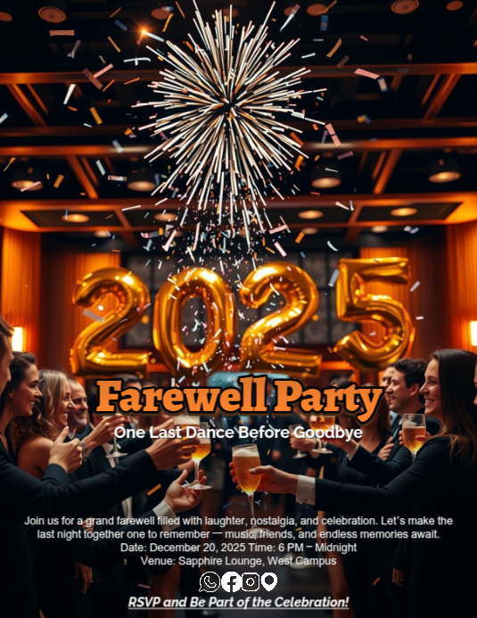 2025 Farewell Party Flyer Template – Elegant Year-End Celebration ...