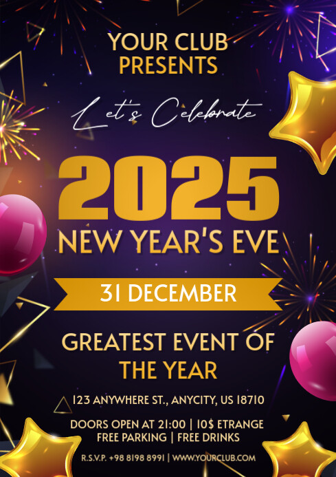 Copy of 2025 New Year's Eve Poster Flyer | PosterMyWall