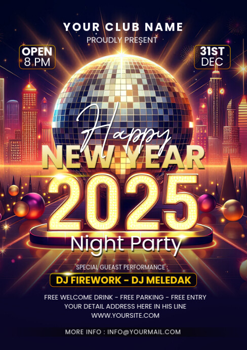 2025 New Year Night Party Flyer Template | PosterMyWall