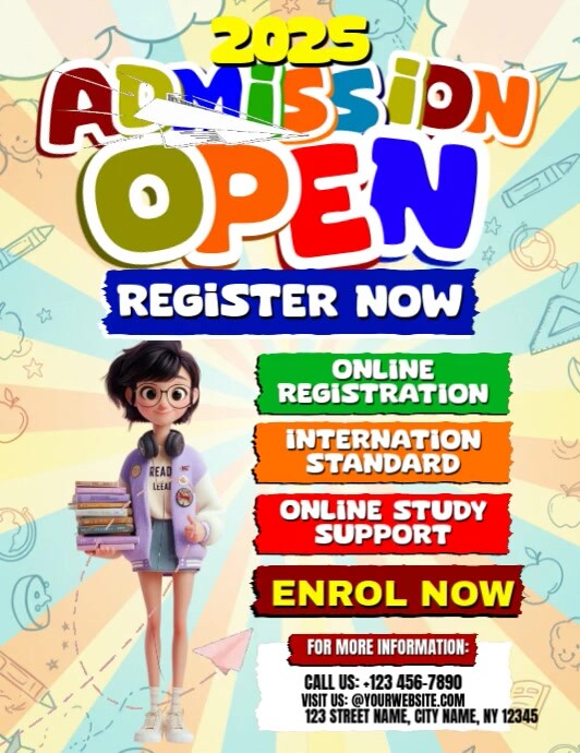 2025 School Admission Now Open – Enroll Today Template | PosterMyWall