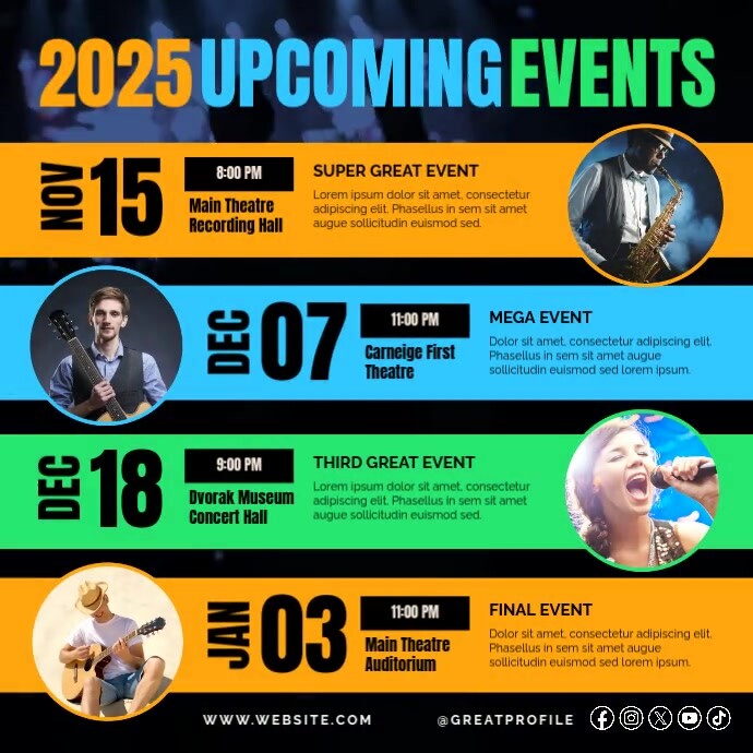 2025 upcoming events music festival concert calendar Template ...