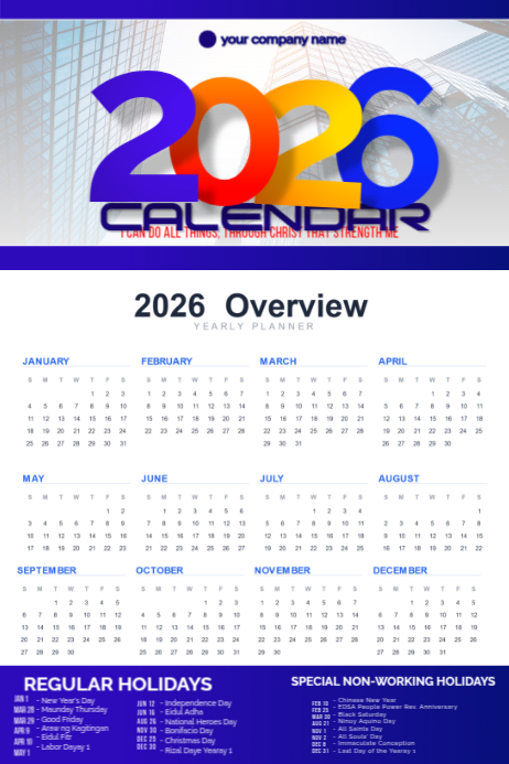 2026 calendar banner template | PosterMyWall
