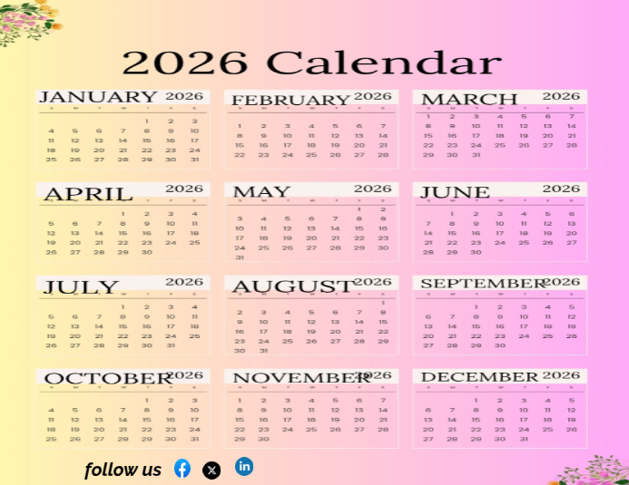 2026 calendar Template | PosterMyWall