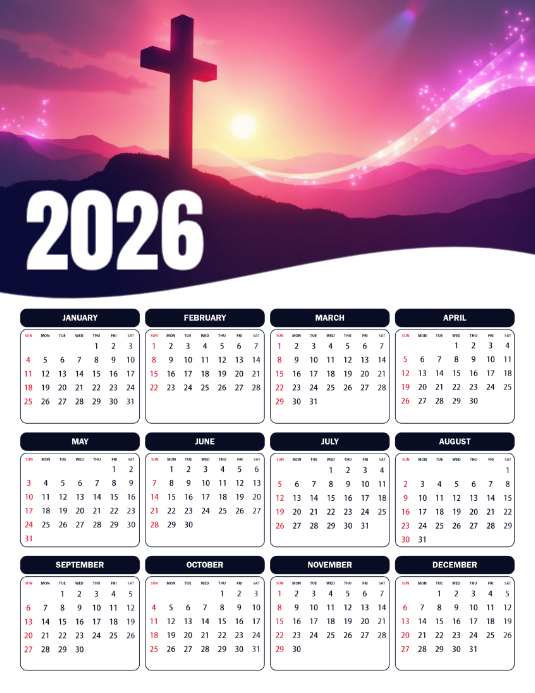 2026 Christian Wall Calendar Cross Sunrise Faith Inspired Design ...