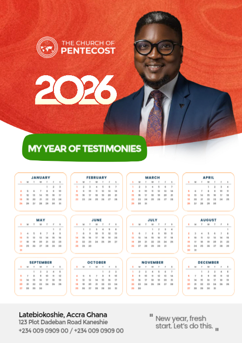 2026 Church Calender Design Template | PosterMyWall