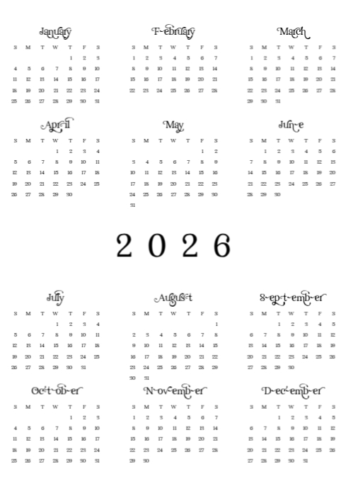 Modèle 2026 Free Editable Calendar Template | PosterMyWall