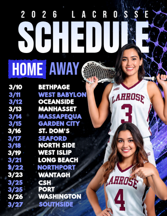 2026 Girls Lacrosse Season Schedule Template | PosterMyWall