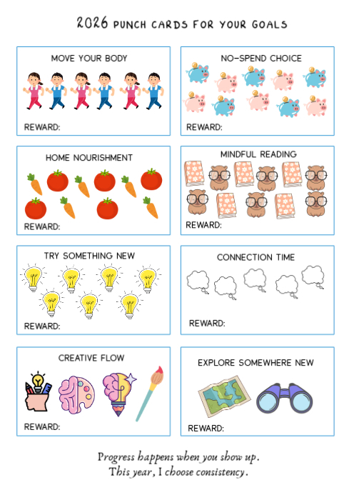 2026 Goals Punch Cards Printable Template | PosterMyWall