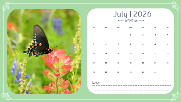 2026 July Template | PosterMyWall