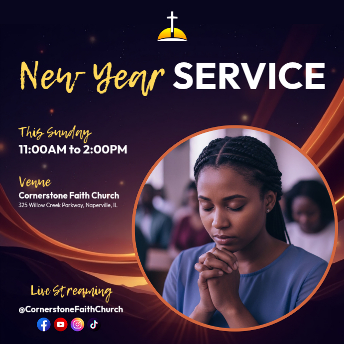 2026 New Year Church Dedication Service Flyer Worship Prayer Sunday ...