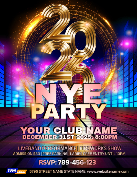 Plantilla de 2026 New Year Eve Party Event Flyer | PosterMyWall