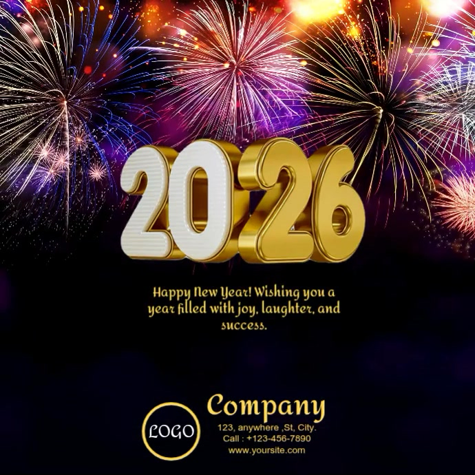 2026 new year wishes free editable template video | PosterMyWall