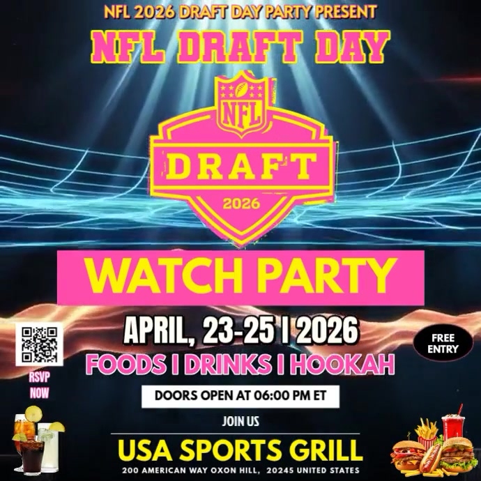 2026 NFL Draft Night Watch Party Video Template | PosterMyWall
