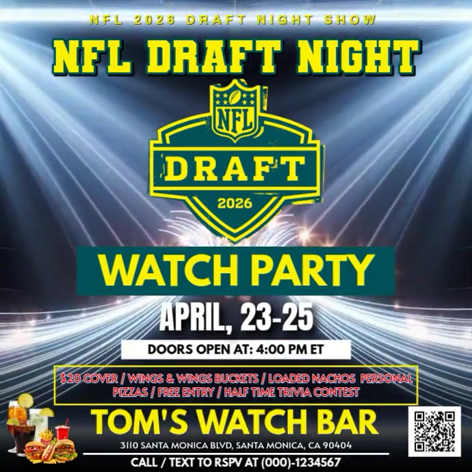 2026 NFL Draft Watch Party Instagram Post Video Template | PosterMyWall