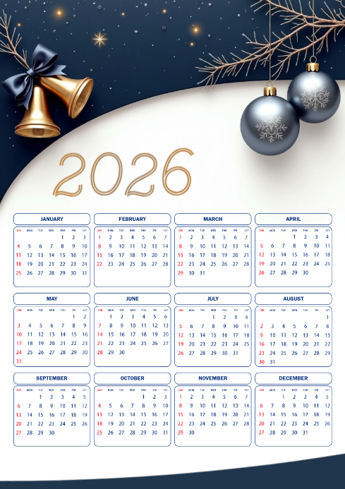 2026 Winter Elegance Wall Calendar Holiday Ornaments Night Sky Design ...
