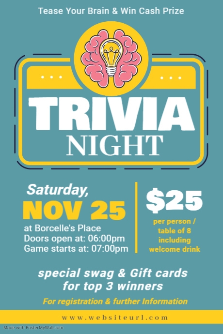 Copy of trivia night, trivia contest,event | PosterMyWall