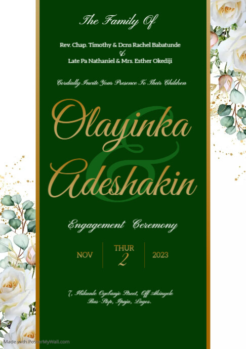 Copy of Olayinka And Adeshakin Engagement | PosterMyWall