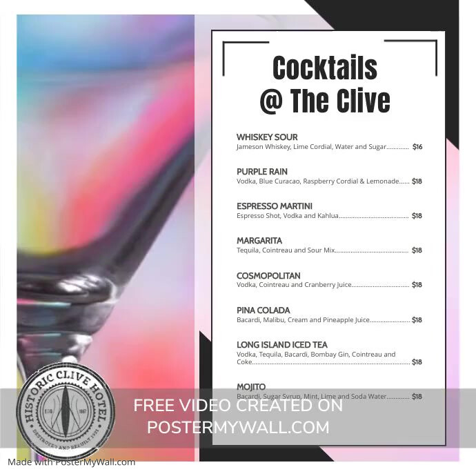 Pink Bar Cocktail Menu Template | PosterMyWall