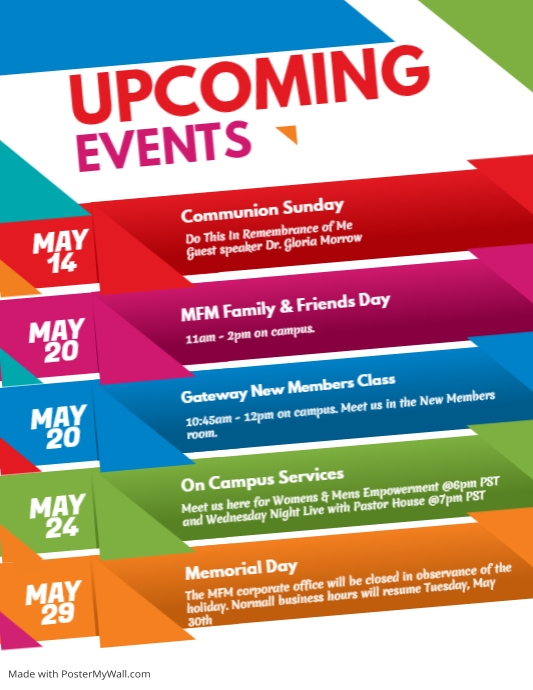Upcoming Events Announcement Flyer Poster | PosterMyWall