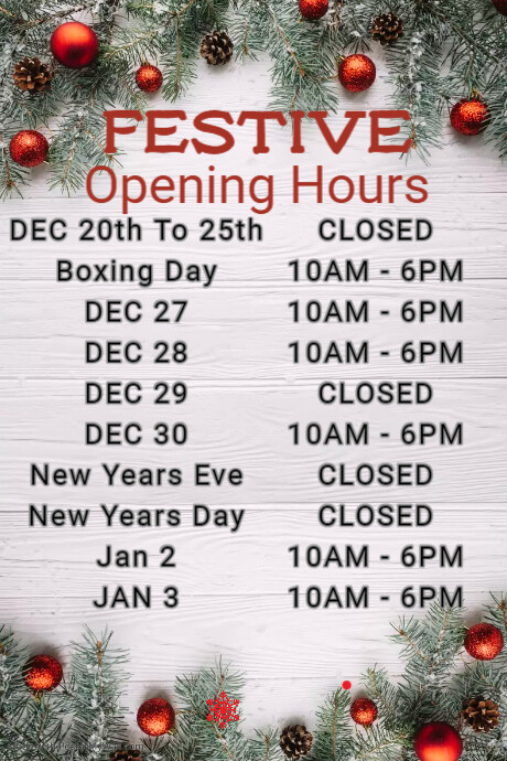 Copy of Christmas Opening Hours Poster Template | PosterMyWall